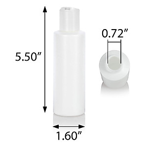 JUVITUS 4 oz / 120 ml White Plastic HDPE Refillable Cylinder Squeeze Bottle with White Disc Cap (12 Pack)