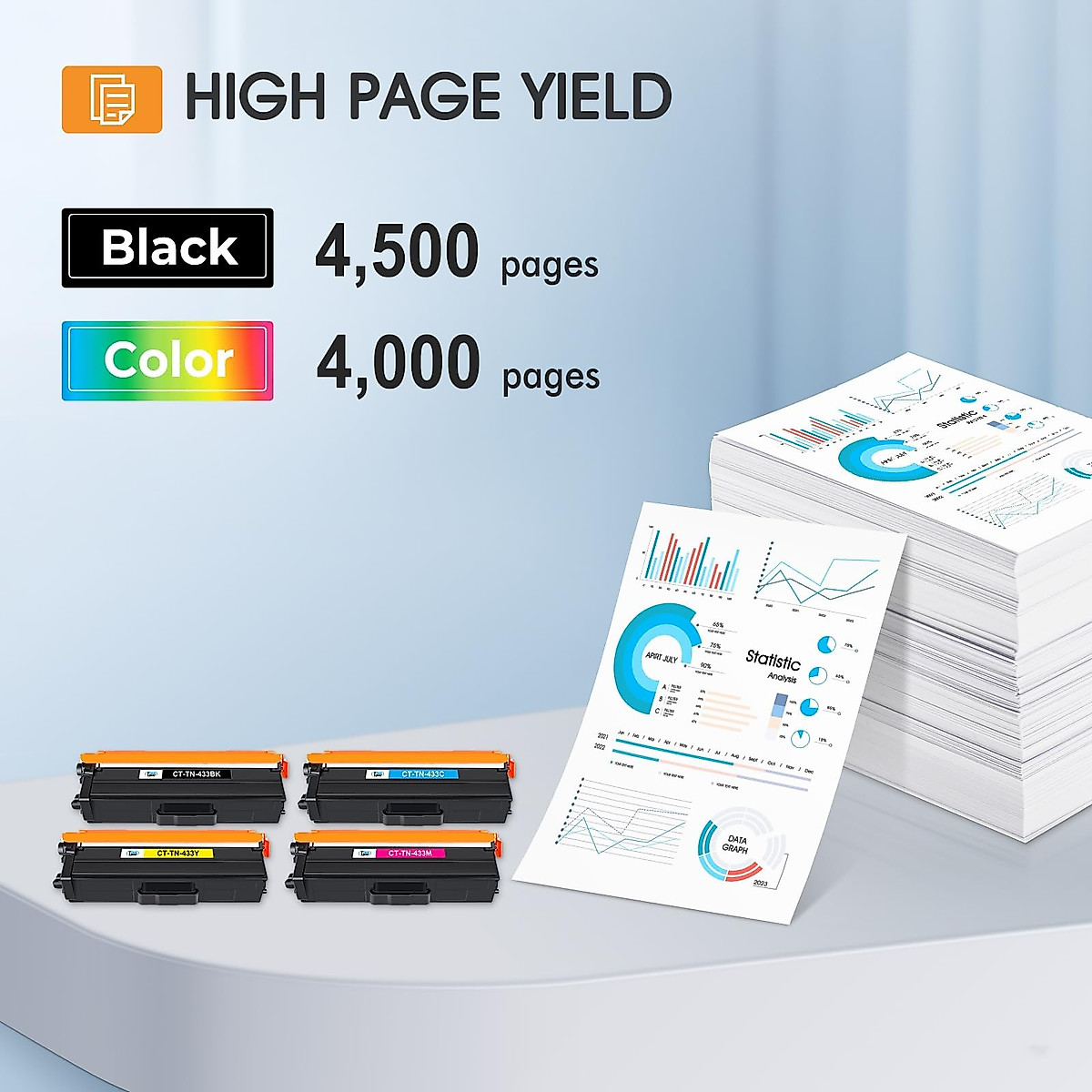 Cool Toner Compatible Toner Cartridge Replacement for Brother TN433 TN-433 MFC-L8900Cdw TN431 for Brother HL-L8360Cdw HL-L8260Cdw MFC-L8610Cdw HL-L8360Cdwt Printer (Black Cyan Magenta Yellow, 4 Pack)