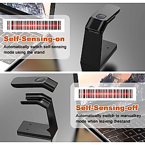 Alacrity 2D Barcode Scanner with Stand, 3 in 1 Bluetooth & 2.4GHz Wireless & USB Wired Bar Code Scanner, QR Code Scanner Support Windows/Mac/Linux for POS System Sensing, Store, Supermarket, Warehouse