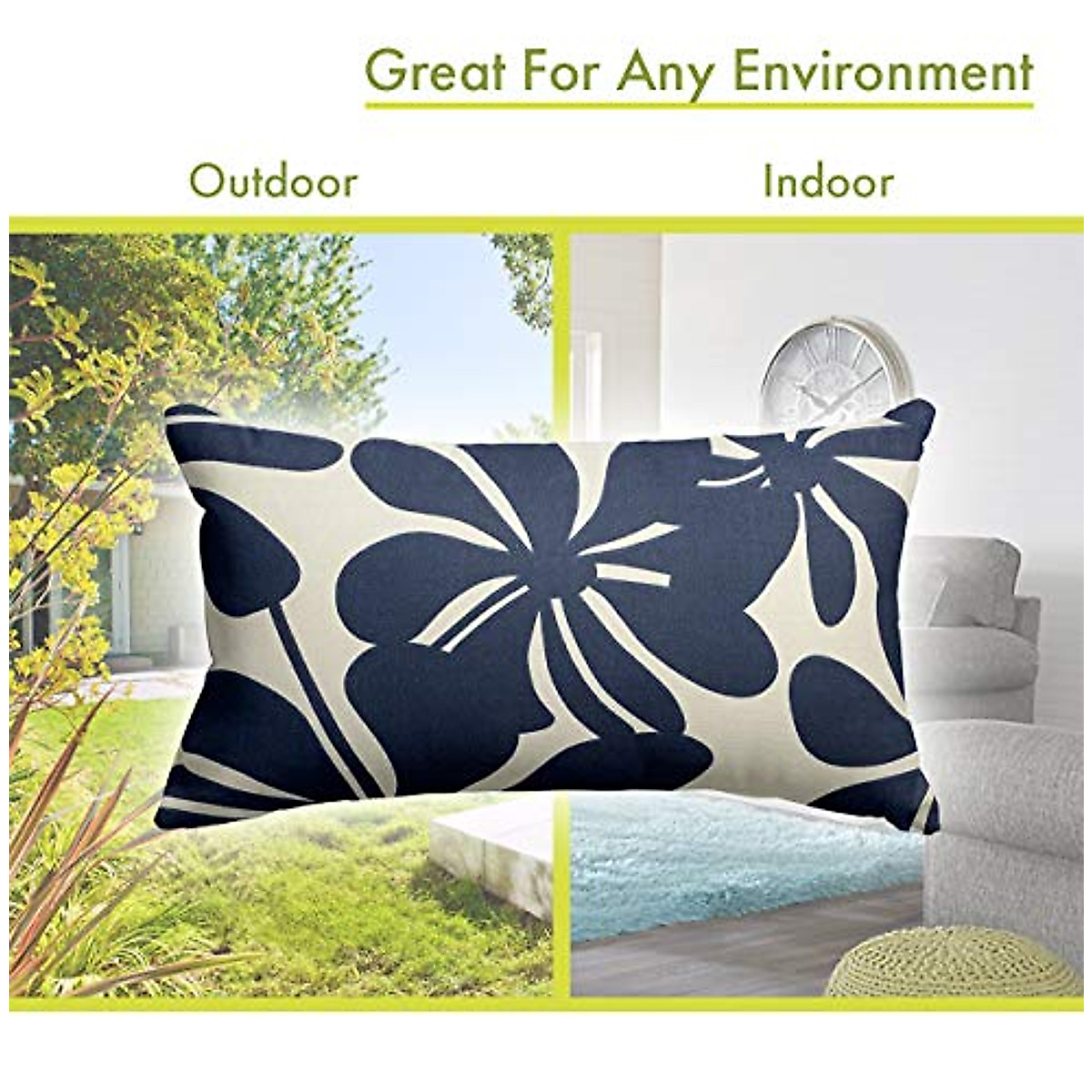 Majestic Home Goods Navy Blue Plantation Indoor / Outdoor Small Throw Pillow 20" L x 5" W x 12" H