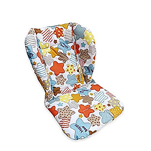 High Chair Pad, Baby/highchair/seat Cushion/Breathable Seat Pad，Comfortable and Soft, Suitable for The High Chair and Stroller in The Picture(Colored Stars Pattern)