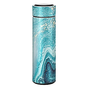 CaTaKu Green Gold Marble Water Bottle Insulated 16 oz Stainless Steel Flask Thermos Bottle for Coffee Water Drink Reusable Wide Mouth Vacuum Travel Mug