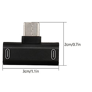 Mikikit Headphone Adapter Audio Charging Adapter Earphone Charging Splitter 2 in 1 Type C Male to Dual Female Headphone Charging Converter (1 Red Black) 2pcs