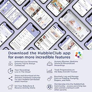 Hubble Nursery Pal Touch 5" Smart Baby Monitor with Camera and Audio, WiFi Baby Camera Monitor with Flexible Wall Mount; Pan Tilt Zoom; 2Way Talk, Interactive Smart HD Monitor & Smartphone App