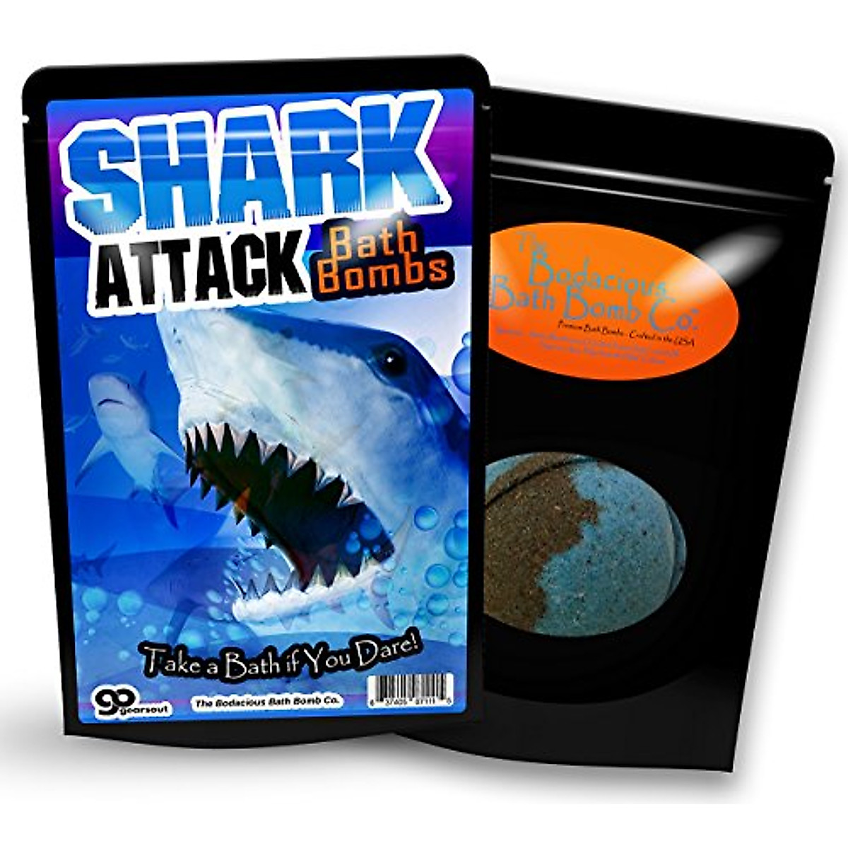 Shark Attack Bath Bombs - Cool Bath Bombs for Kids - Fun Bath Fizzers for Boys - XL Black and Blue Bath Bombs