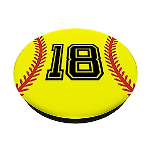 Softball Jersey Number #18 PopSockets Swappable PopGrip