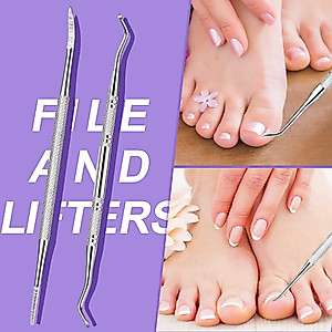 TsMADDTs 13PCS Manicure and Pedicure Tools Kit, Nail Files and Buffers Block, Polish Buffer, Cuticle Nippers, Cuticle Pusher and Peeler, File and Lifters for Toenails