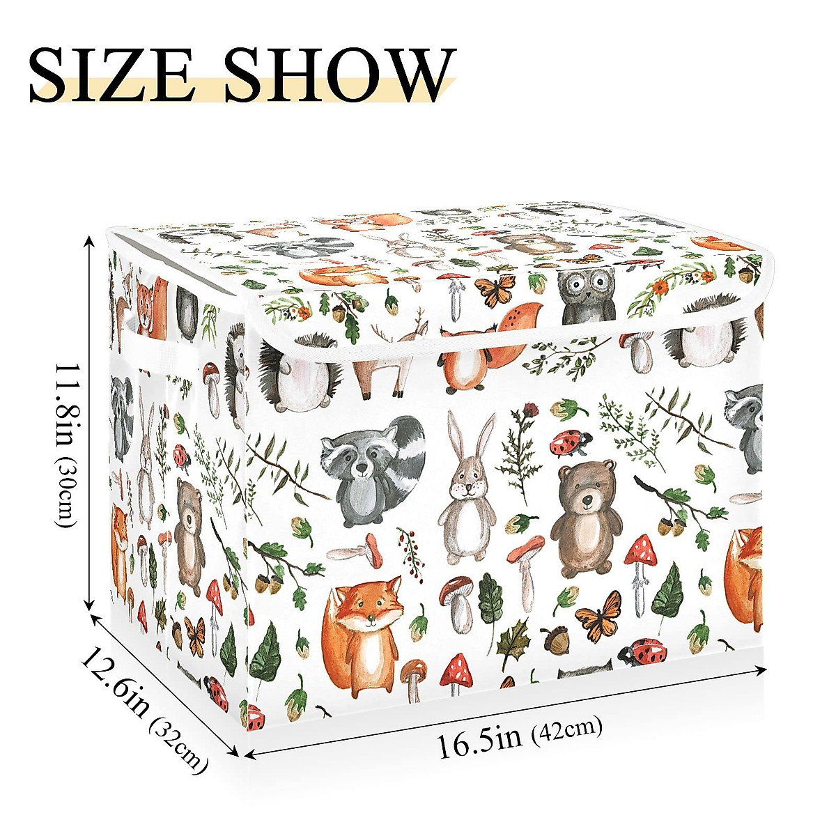 senya Large Storage Bins with Linen Collapsible Foldable Storage Cubes Fabric Closet Organizer Containers box with Flip-Top Lid for Home Bedroom Office 16.5 x 12.6 x 11.8in (Woodland)