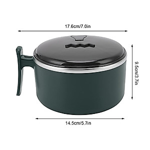 TOPINCN Insulated Bowl, Ramen Bowl 304 Stainless Steel Instant Noodles Bowl with Lids Double Layer Heat Insulation Ramen Mug Serving Bowl for Kitchen(Dark green)