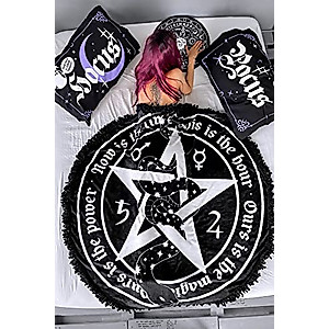 Killstar Witchy Wiccan Occult Bed Throw Goth Round Pentagram Blanket