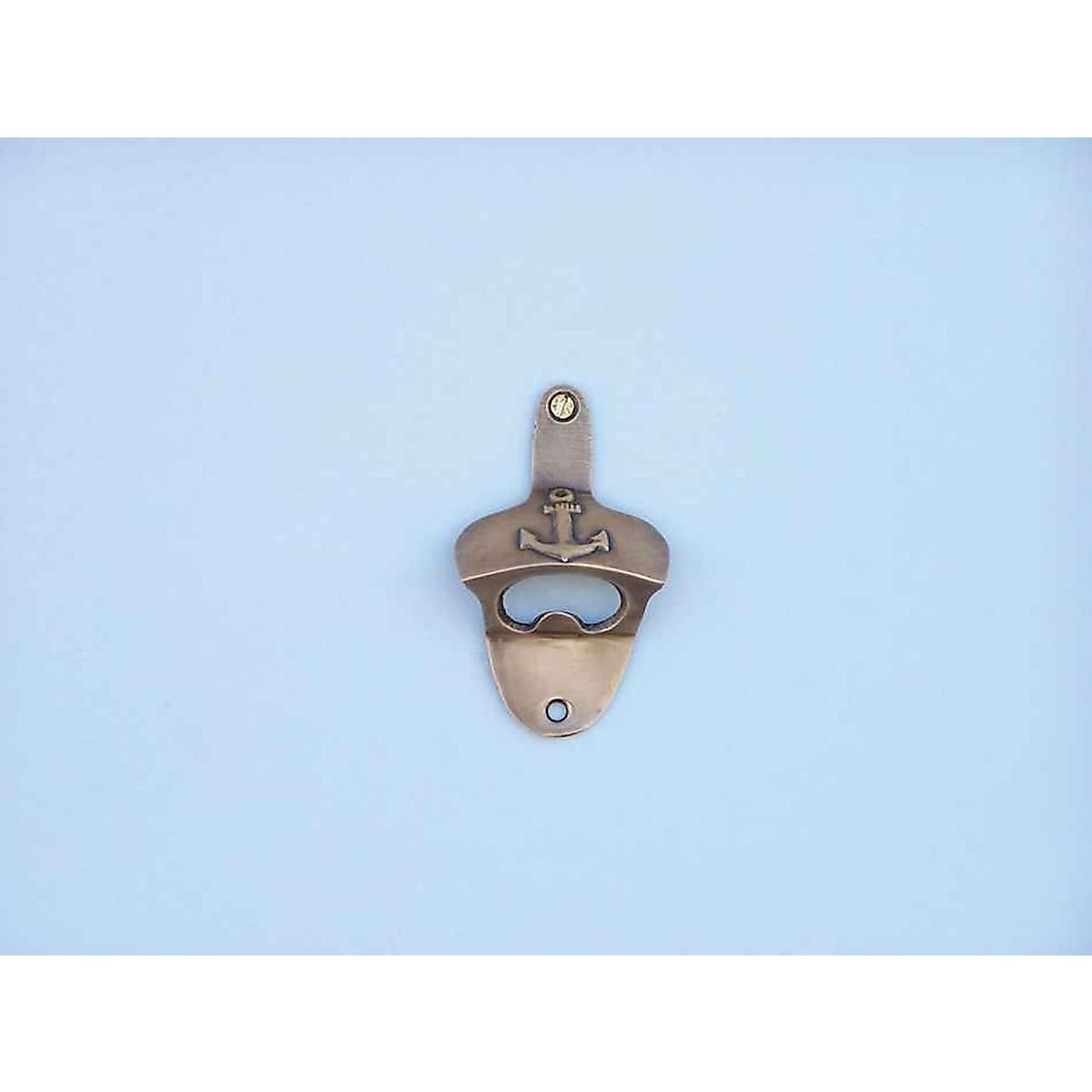 Hampton Nautical Wall Mounted Anchor Home Bottle Opener, 3", Antique Brass
