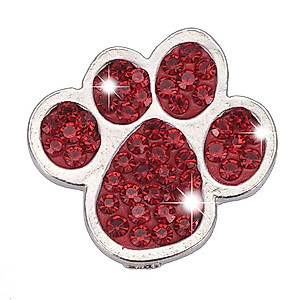 AuMoHall 4 Pack Crystal Paw Tire Valve Caps Bling Handmade Rhinestone Tire Valve Dust Caps Tire Rim Valve Stem Caps, Red