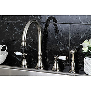 Kingston Brass KS2798PLBS Governor Deck Mount Kitchen Faucet with Brass Sprayer, 8-1/4", Brushed Nickel
