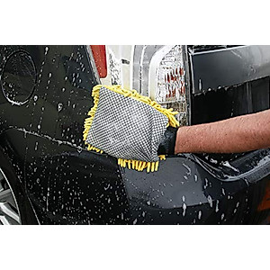 Carrand 45320 Microfiber Suds Maker Long Chenille Wash Mitt, Yellow