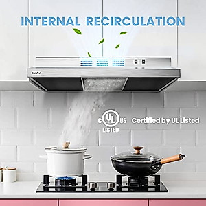 Comfee' CVU30W2AST 30 Inch Ducted Ductless Vent Durable Stainless Steel Kitchen Reusable Filter, 200 CFM, 2 Speed Exhaust Fan Under Cabinet Range Hood