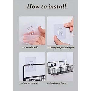 YOFAN 12-Pack Clear Adhesive Suction Sticker for No Drilling Bathroom Shower Shelf Accessories, Super Strong Adhesive Wall Sticker for Shower Caddy and More