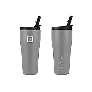 IRON °FLASK Rover Tumbler 2.0-2 Lids Vacuum Insulated Stainless Steel Bottle, Double Walled, Drinking Cup - Thermos Travel Mug - Graphite, 32 Oz