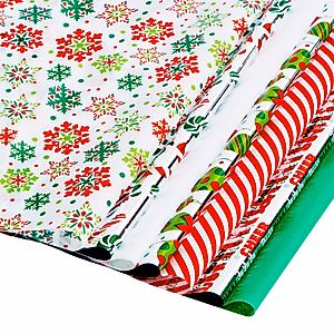 JOYIN 150 Pieces Christmas Wrapping Tissue Paper w/ Hologram & Prints for Gift Decoration, Gift Wrapping Boxes and Bags, Holiday Gift Extra-Special, Christmas Trees, Wine Bottles, Art & Craft and More