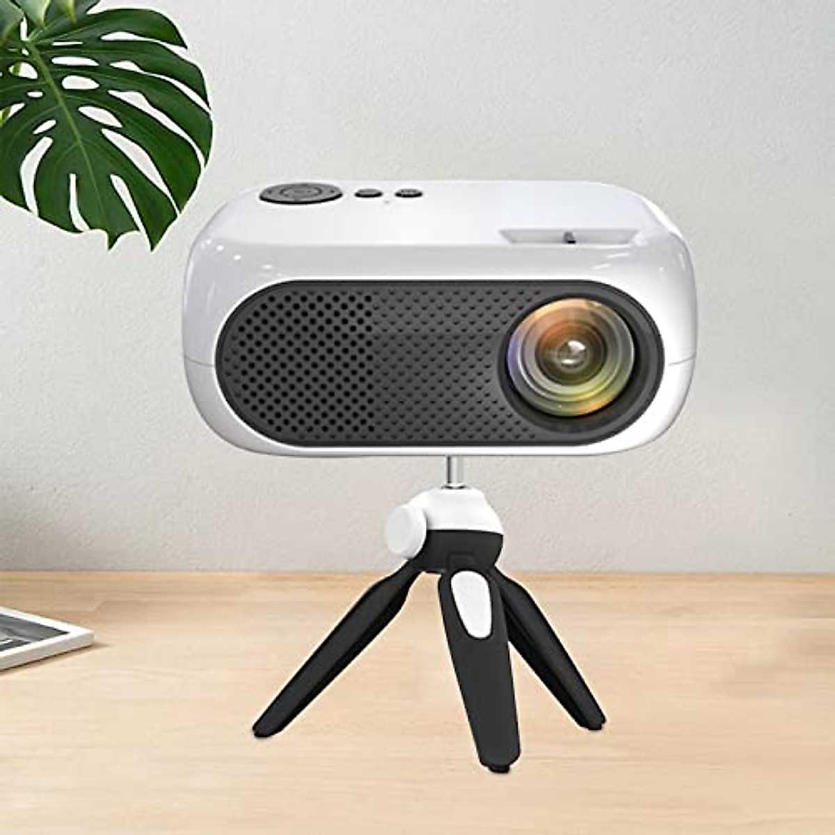 Projector, (U.S. Standard) LED Portable Mini Projector HD 1080P Projector U Disk Plug-in Card, Home HD Projector, with Tripod, External Audio Connection, Family Wonderful Gifts