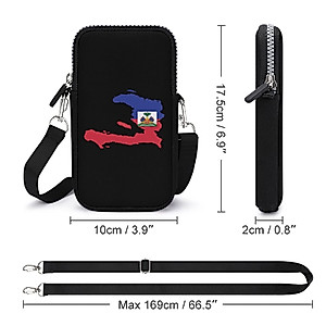 FunnyStar Haitian Flag Map Crossbody Phone Bag Shoulder Wallet Purse Cellphone Handbag with Adjustable Strap