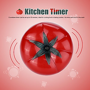 Cooking Timer Magnet, Tomato Shaped Mechanical 60 Minutes Countdown Timer Kitchen Cooking & Baking Helper(6.3 x 4.5cm)