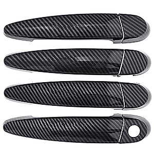 NewYall Pack of 4 Front Rear Left and Righr Carbon Fiber ABS Exterior Door Handle Cover
