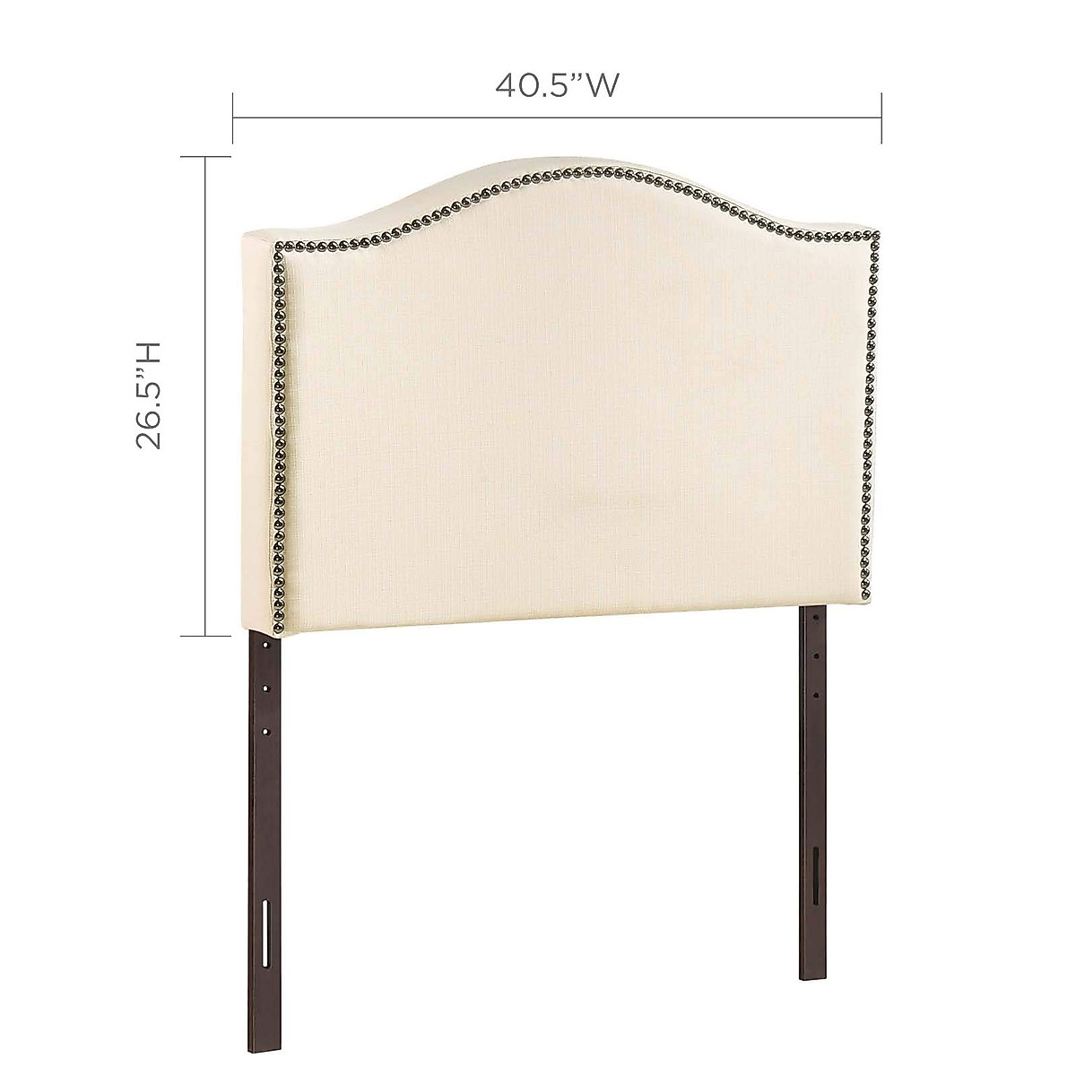 Modway Curl Linen Fabric Upholstered King Headboard with Nailhead Trim and Curved Shape in Ivory