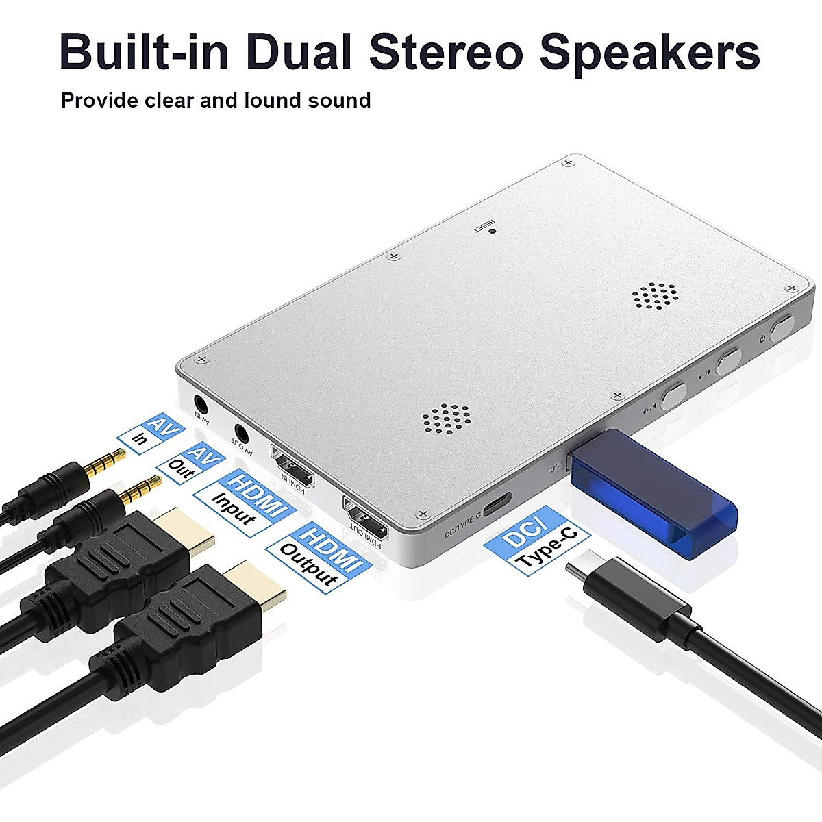 DIGITNOW HD Video Capture Box 1080P 60FPS USB 2.0 Video to Digital Converter with 5" OLED Screen, AV&HDMI Video Recorder Capture from VCR, DVD, VHS Tapes, Hi8, Camcorders, Gaming Systems -Silver