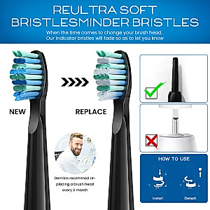 10 Pack Toothbrush Heads, Electric Toothbrush Replacement Heads Compatible with Fairywill Electric Toothbrush FW-507/508/515/551/917/959/2011/D1/D3/D7/D8 Fairy Will Black 10Pack