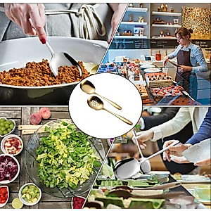Serving Spoons,ToppingBest Slotted Spoon 304 Stainless Steel for Buffet Party Restaurant Banquet Metal Comically Large Spoon,Serving Utensils Dishwasher Safe (Golden)
