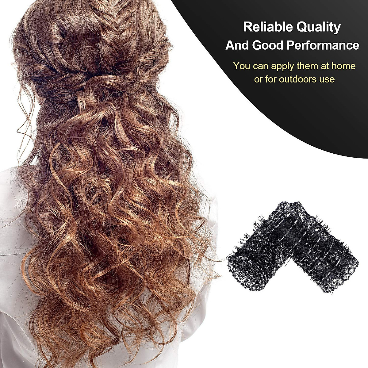 20 Pieces Hair Styling Brush Roller Hair Curler Roller Hair Mesh Roller and 20 Pieces Plastic Roller Picks for Women Girls Hair Styling (2.5 x 1.4 Inch,Black)