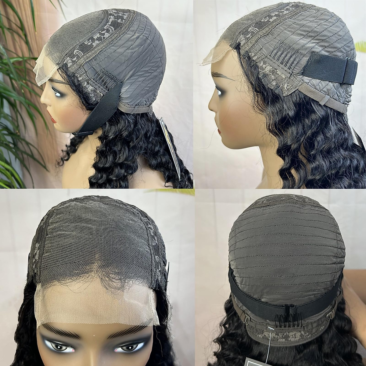 Deep Wave Lace Front Wigs Human Hair for Black Women Curly Human Hair Wig Wet Wavy Wear and Go Glueless Wigs Pre Plucked Bleached Knots Brazilian Virgin Wig with Baby Hair Natural Color 18 Inch
