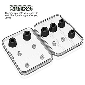 [6 Pairs] Earphone Tips New Bee 12pcs Premium Replacement Earbud Tips Blocking Out Ambient Noise Memory Foam Earbuds Inner 4.9mm for in-Ear Headphones with 5mm-7mm Tips (Black, S/M/L)