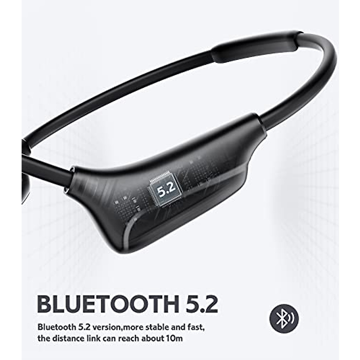 NAGFAK Bone Conduction Headphones Bluetooth Open Ear Running Headset Wireless with Mic Headphones Sport IP67 Waterproof Headphone Built-in 16GB Memory Cool Breathing Light