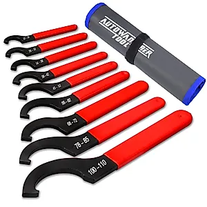 AutoWanderer Tool 9Pcs Coilover Spanner Wrench Set, Adjustable Shock Wrench Universal Carbon Steel Spanners for Most Coil Over Shock Adjustments (Blue)