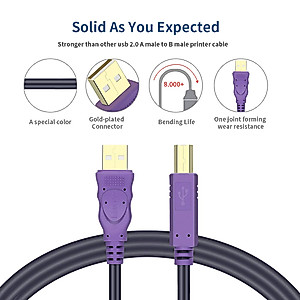 wawpi Printer Cable 20 feet, USB 2.0 Cable A-Male to B-Male for Printer/Scanner (20 ft)