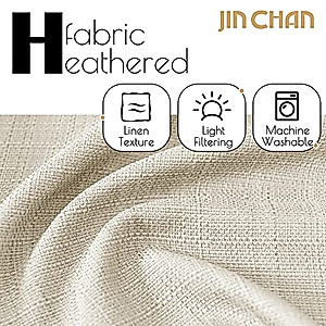 jinchan Beige Curtains for Living Room Linen Textured Curtains 84 Inches Long Farmhouse Curtains Casual Weave Back Tab Drapes Light Filtering Window Curtain 2 Panels Beige