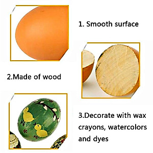 YunKo 6Pcs Easter Eggs Wooden Brown Fake Nest Eggs for Craft Decorate Get hens to Lay Eggs Chicken Coop Accessories