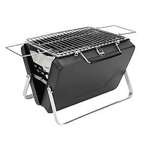 Portable Charcoal BBQ Grill, Portable Charcoal Grill High Temperature Resistant Easy Installation Mini for Backyard Picnic (Black)