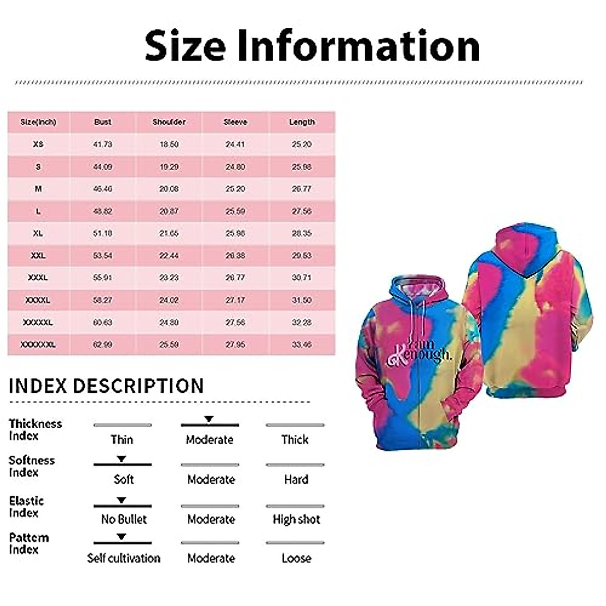 wkind olades I am Kenough Hooded Hoodie Unisex Harajuku I am enough Letter Printed Streetwear Hoodie Movie Sweatshirt Multicolor