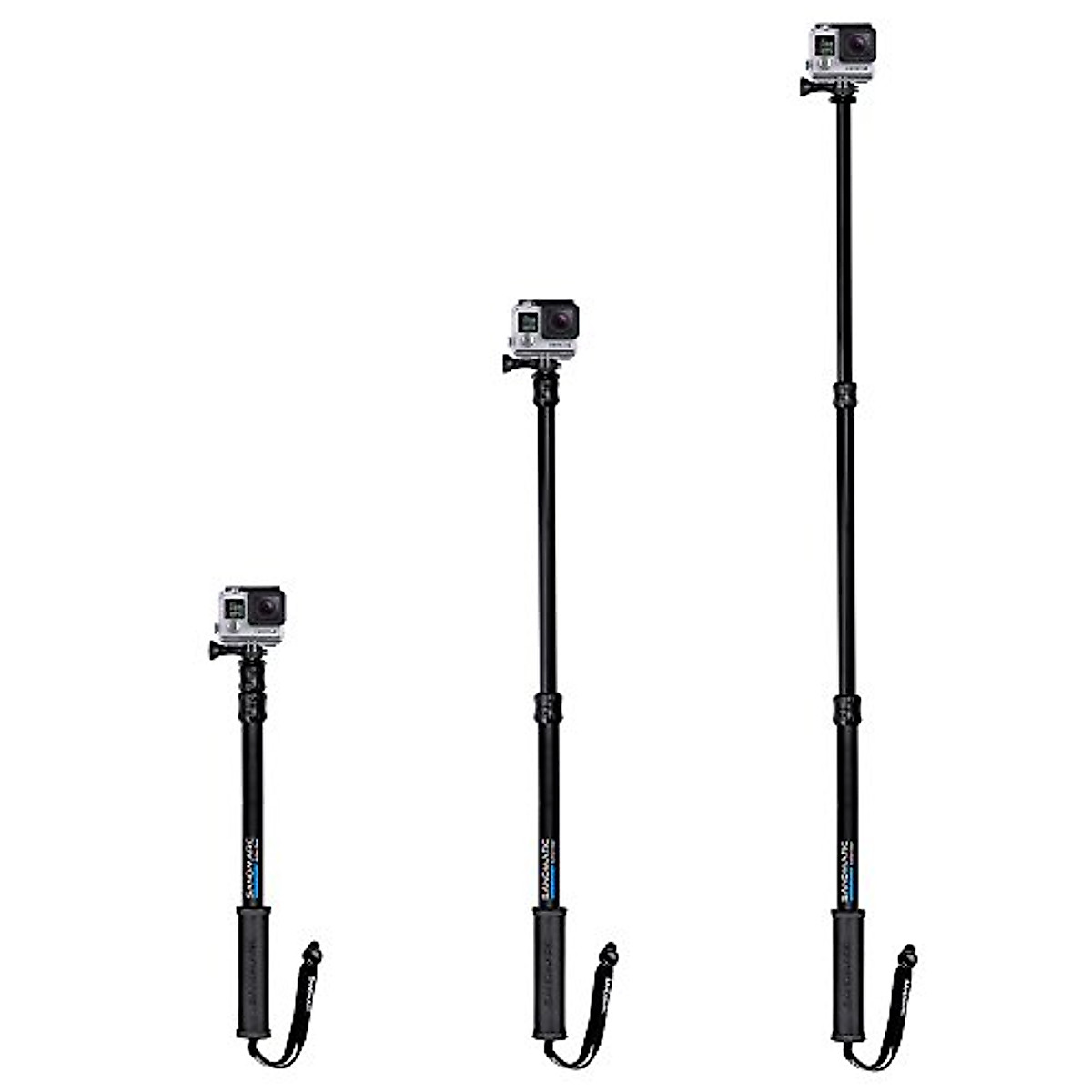 SANDMARC Pole - Black Edition: 17-40” Waterproof Extension Pole (Selfie Stick) for GoPro Hero 12, 11, 10, 9, 8, Max, 7, 6, Session, 5, 4, 3 - with Remote Clip