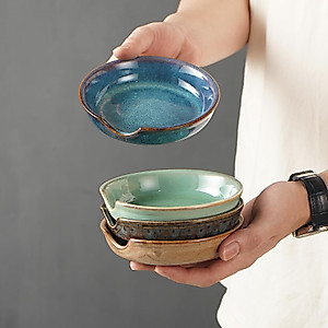 STE-CER Ceramic Spoon Rest for Stove Top, Utensil Rest for Kitchen Counter, Spoon Holder, Farmhouse Kitchen Decor and Accessories,Coffee Spoon Rest, Set of 4