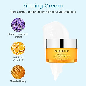 SKINN Luminous Facial Oil and Face Firming Cream Set - Anti-Aging Skin Care Duo to Reduce Fine Lines, Wrinkles & Strengthen Skins Barrier with Vitamin C & Manuka Honey