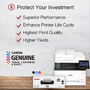 Canon Genuine Toner Bundle 118 2660B021 4 Pack 1 Each: Cyan Magenta Yellow Black for Canon Color imageCLASS MF8350Cdn MF8380Cdw MF8580Cdw MF729Cdw MF726Cdw LBP7200Cdn LBP7660Cdn Laser Printers