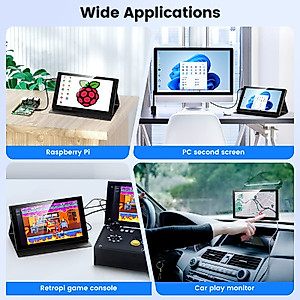 Eyoyo 7 inch Monitor, 7" IPS Panel 1024x600 5-Points Capacitive Touchscreen Portable Raspi Monitor Screen Mini HDMI Monitor for Raspi/Laptop/PC/Game Console