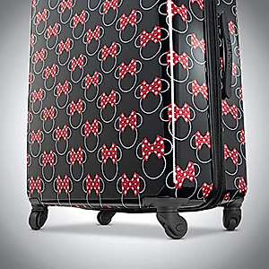 American Tourister Disney Hardside Luggage with Spinner Wheels, Black,White,Red/Minnie Mouse Head Bow, Carry-On 21-Inch