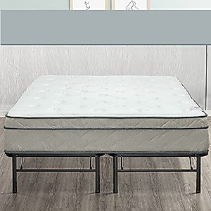 Mayton King 12 Inch Breathable Ultra Plush Hybrid Mattress Pain and Pressure Relieving Extra Soft EuroTop & Black 14" Metal Platform Bed Frame, Mink