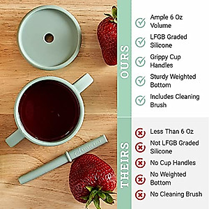 Silicone Baby Cup - 6OZ Transition Sippy Cups with Straw & Removable Lid - Green…