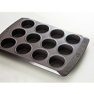 SAVEUR SELECTS 12-Cup Muffin Pan, Non-stick, Warp-resistant Carbon Steel, Dishwasher Safe, Artisan Bakeware Series