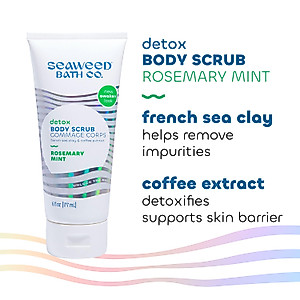 Seaweed Bath Co. Detox Body Scrub, Rosemary Mint Scent, 6 Ounce, Sustainably Harvested Seaweed, French Sea Clay, Coffee Extract